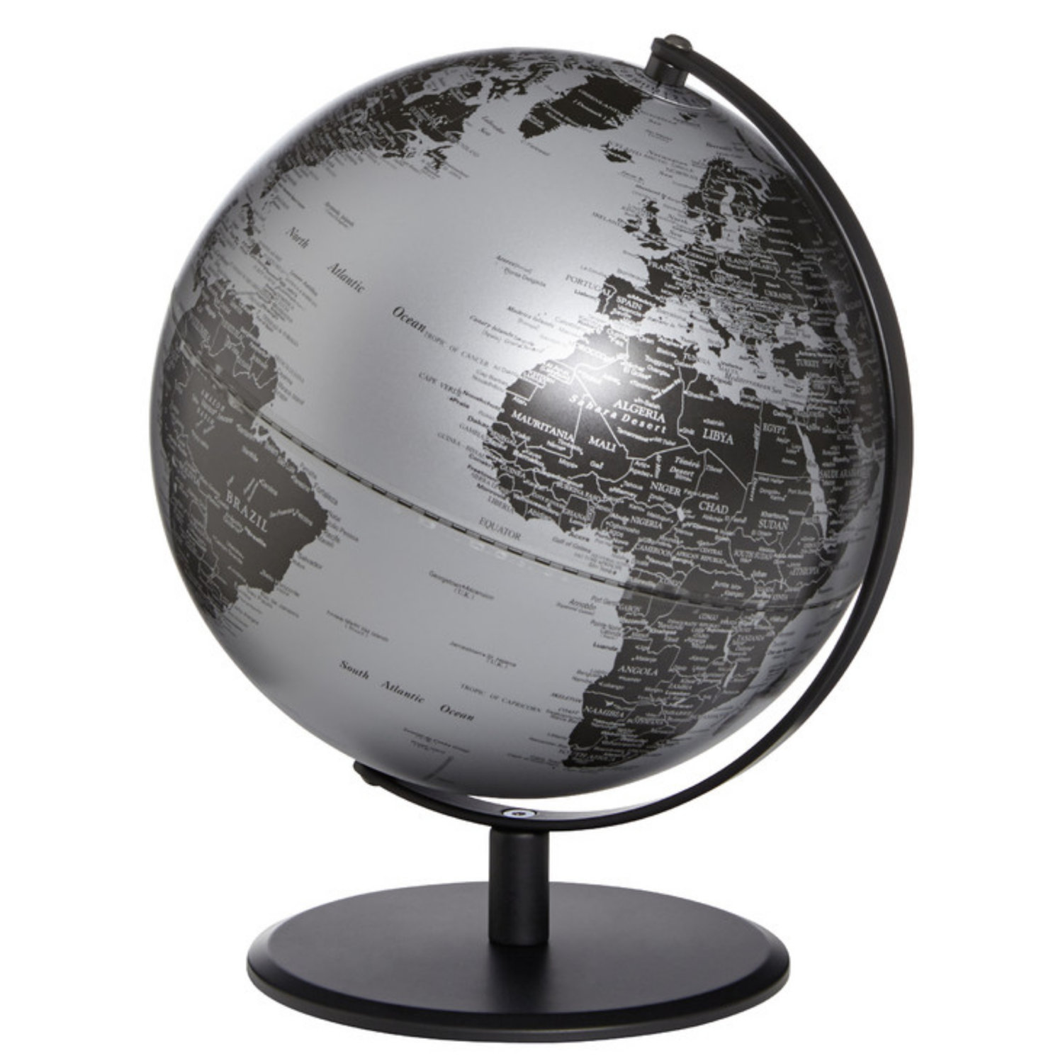 Globe terrestre Planet Ø250mm Argent et noir (Troika) - Pierro-Astro la ...