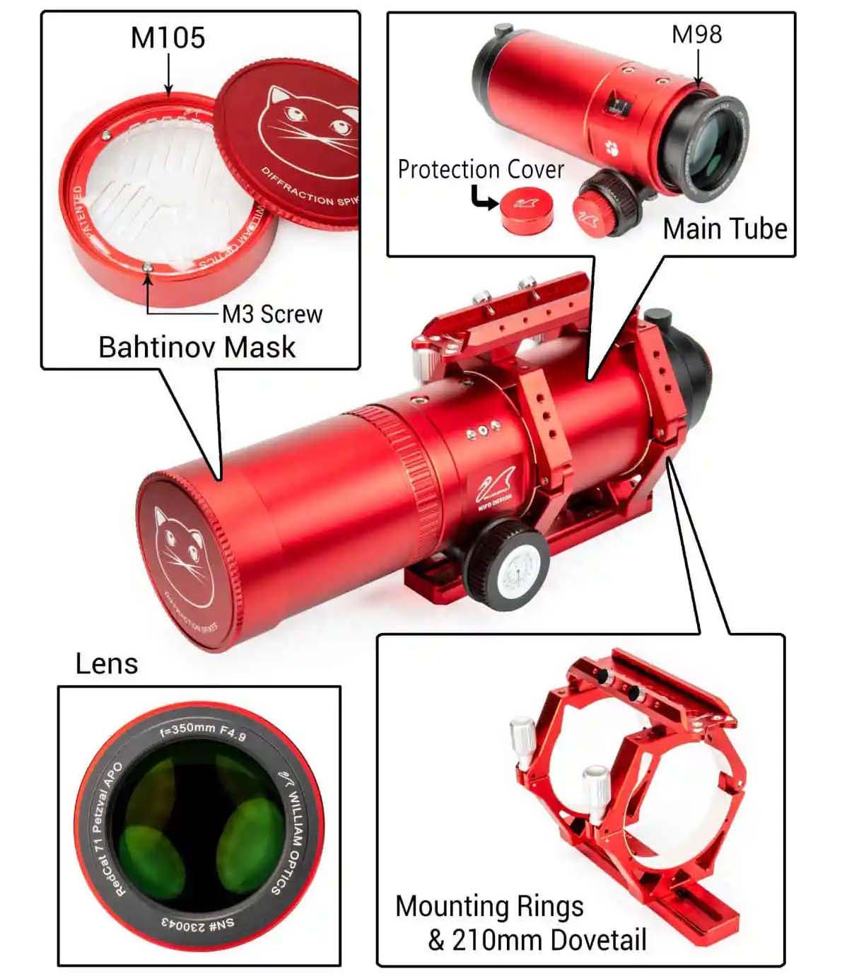 Lunette Astrographe 71/350 RedCat71 (William-Optics) - Pierro-Astro la ...